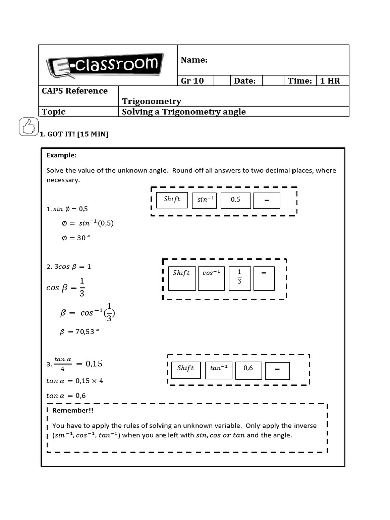 Gr10t2 Trigonometry Solving Angles | PDF | Trigonometry | Mathematics