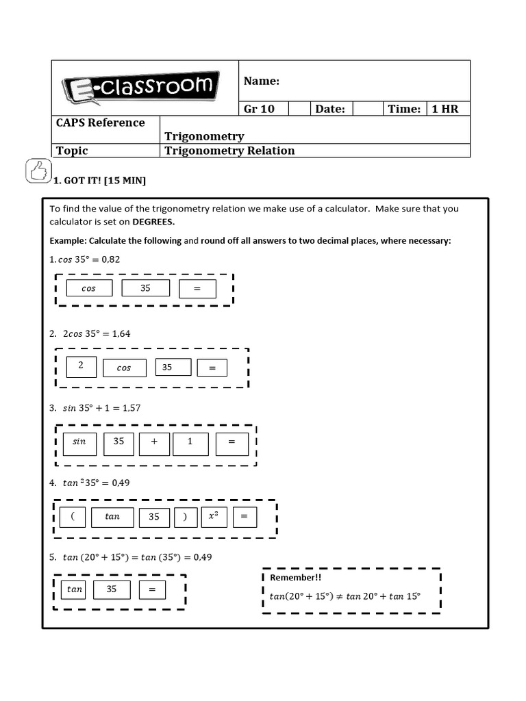 Gr10t2 Trigonometry Relation | PDF | Combinatorics | Trigonometric Functions