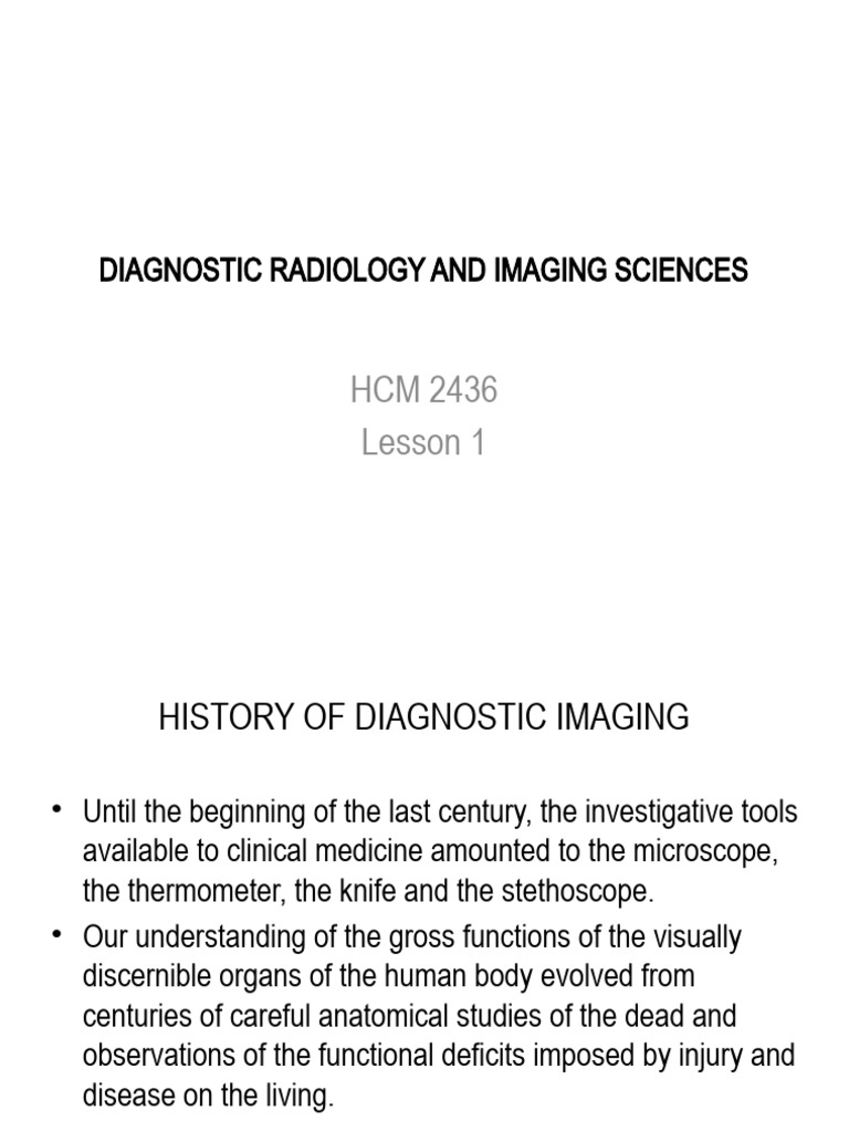 Diagnostic Radiology Lesson 1 | PDF | Medical Imaging | Magnetic ...