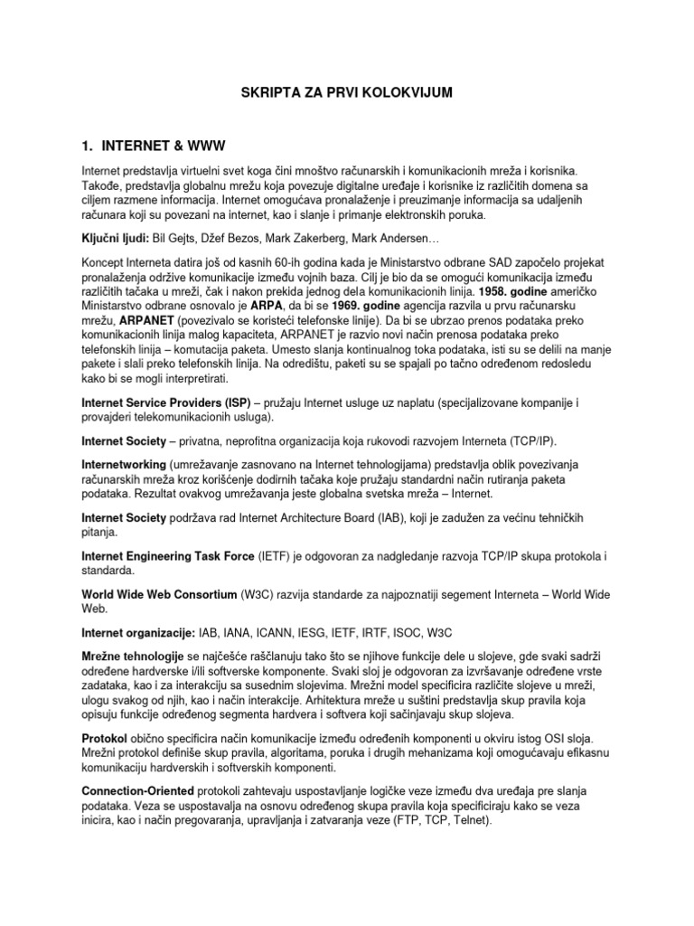 Skripta Za I Kolokvijum | PDF