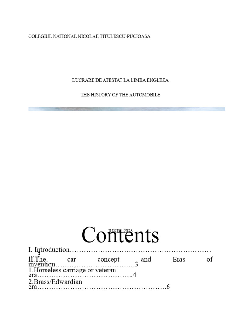 Atestat Engleza | PDF | Car | Motor Vehicle Manufacturers