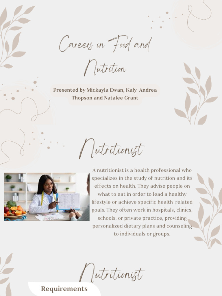 Careers in Food and Nutrition | PDF | Health Care