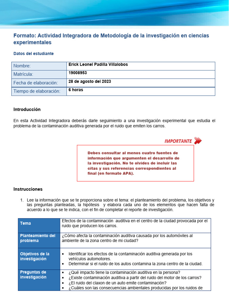 Padilla - Erick - Actividad Integradora | PDF | Sonido | ruido