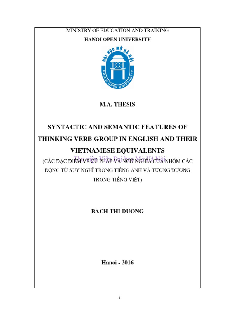 [THINKING2] Syntactic and Semantic Features of Thinking Verb Group in English and Their ...