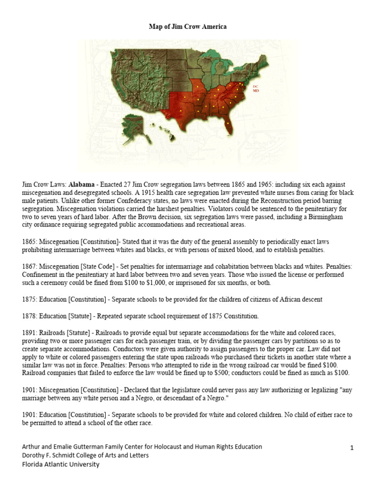 SJC Map Jim Crow America | Download Free PDF | Anti Miscegenation Laws ...