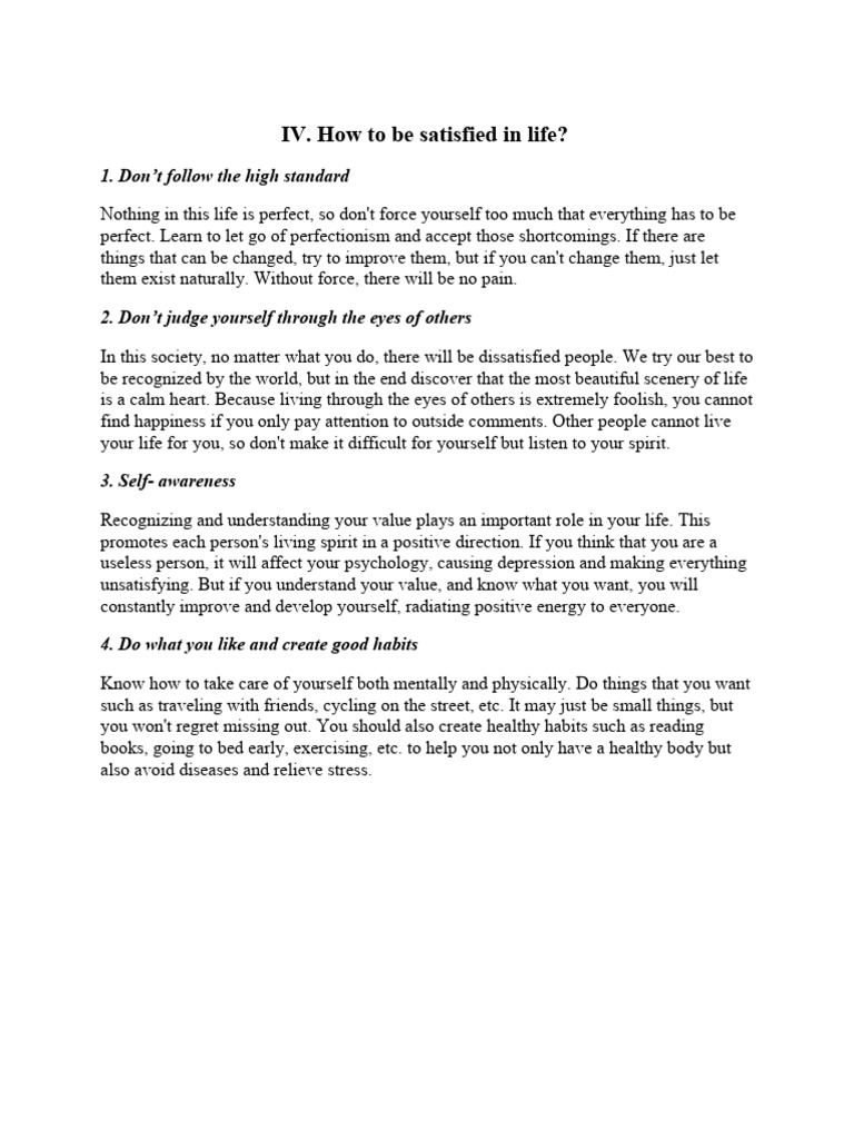 How to Be Satisfied in Life | PDF