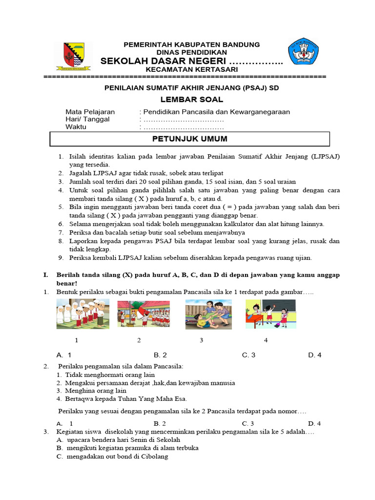 Naskah Soal Psaj PPKN 2024 | PDF