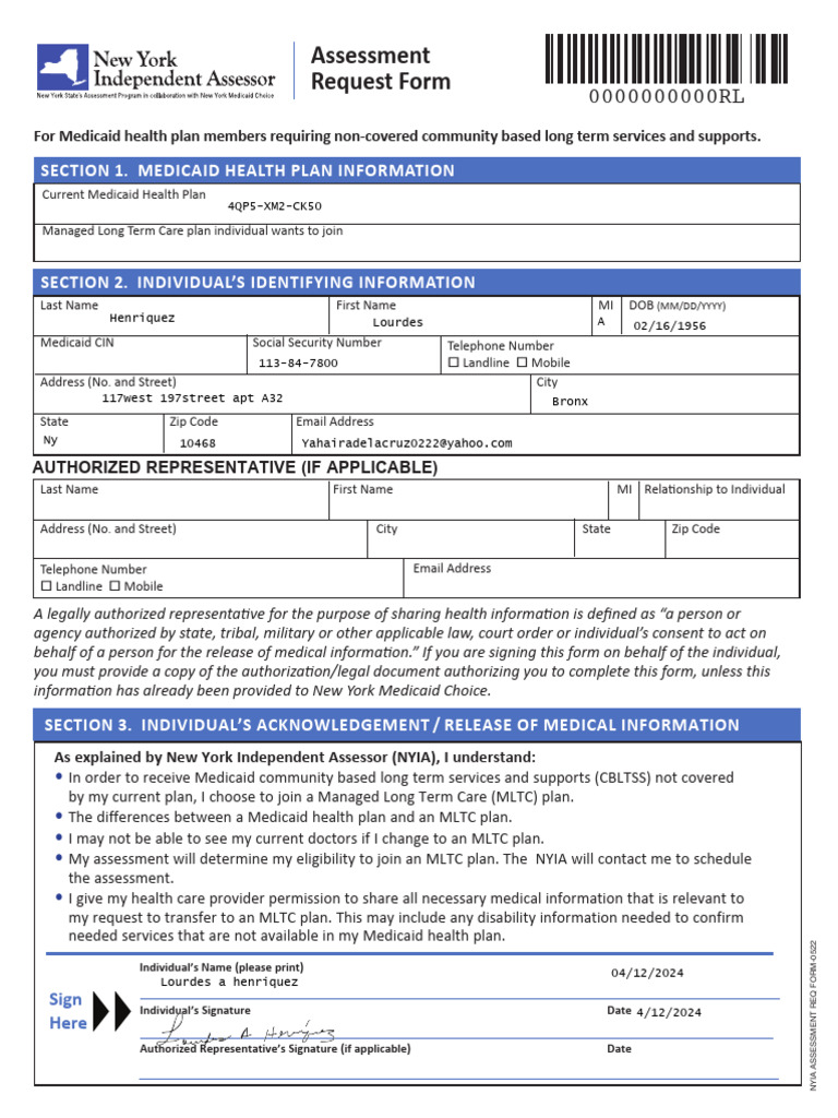 NYIA FORM TEMPLATE-page 1 | PDF | Medicaid