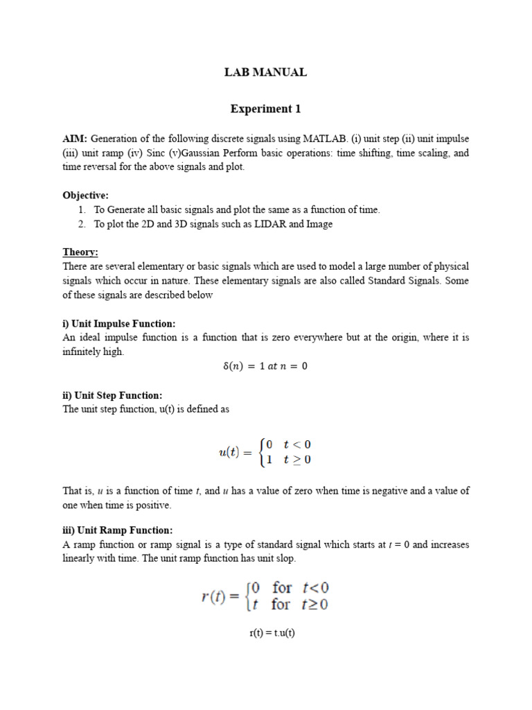 Lab Manual - Signals & System - 21ec44 | PDF | Modulation | Discrete Fourier Transform