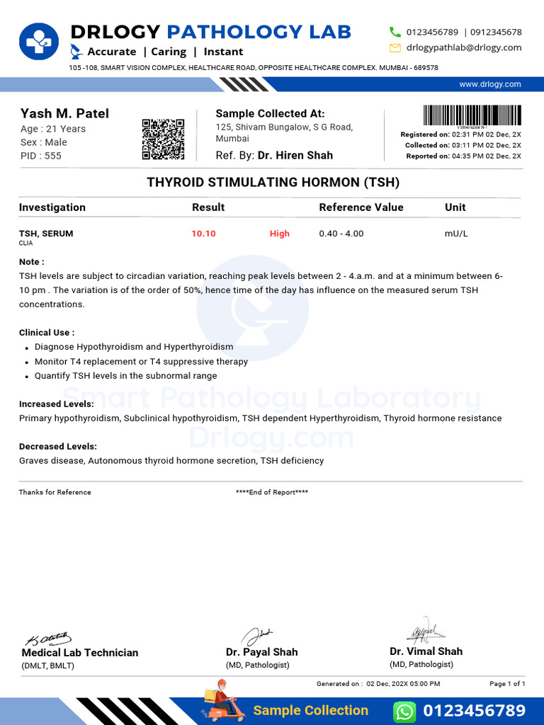 TSH Test Report for Thyroid Evaluation | PDF | Elisa | Medicine