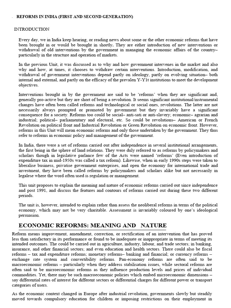 Reforms Material First and Second Generation | PDF | Balance Of Payments | Fiscal Policy