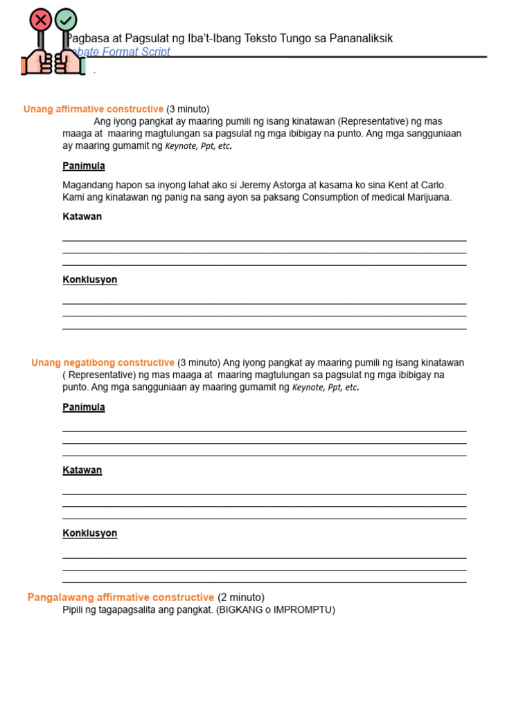 Debate Format Script (1) | PDF