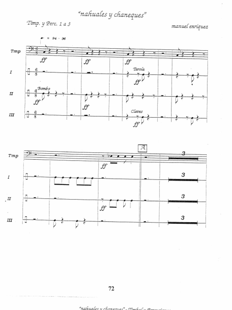 Nahuales y Chaneques Timpani y Perc 1, 2 y 3 | PDF