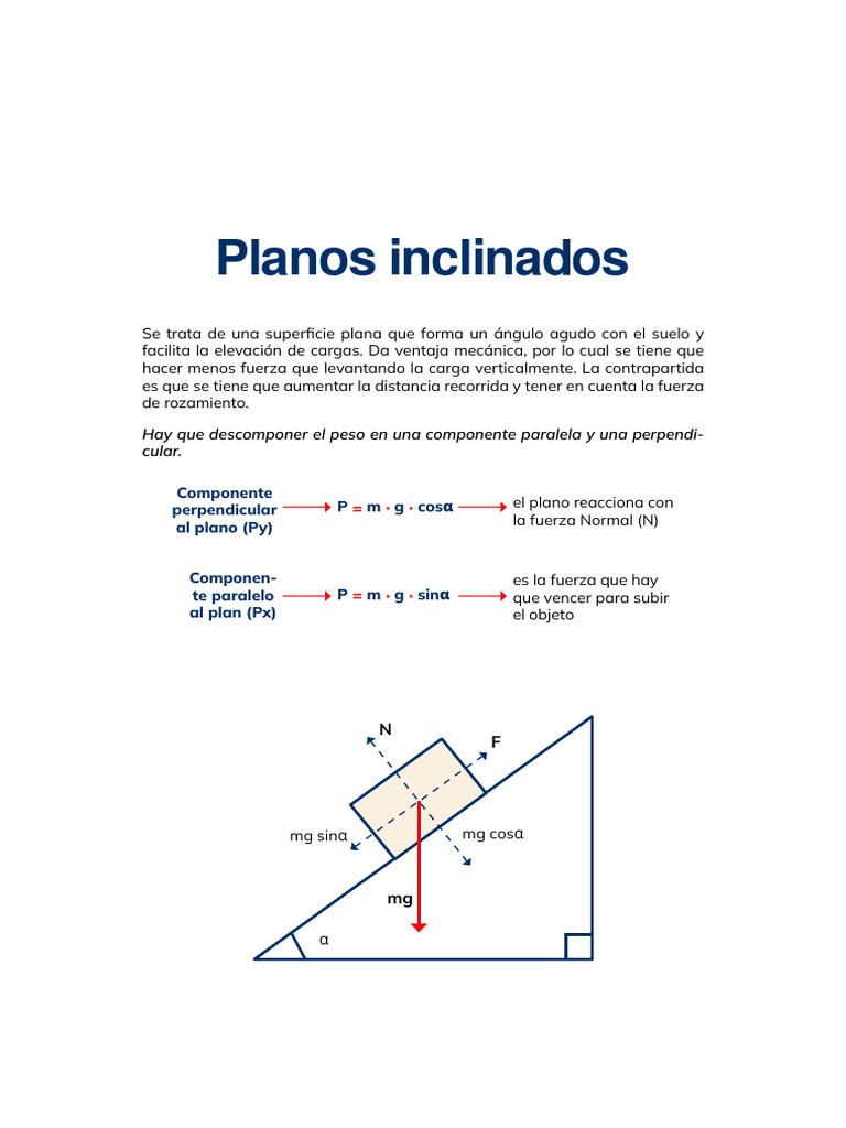 Cálculo de Fuerzas en Planos Inclinados | PDF | Fricción | Ingeniería ...