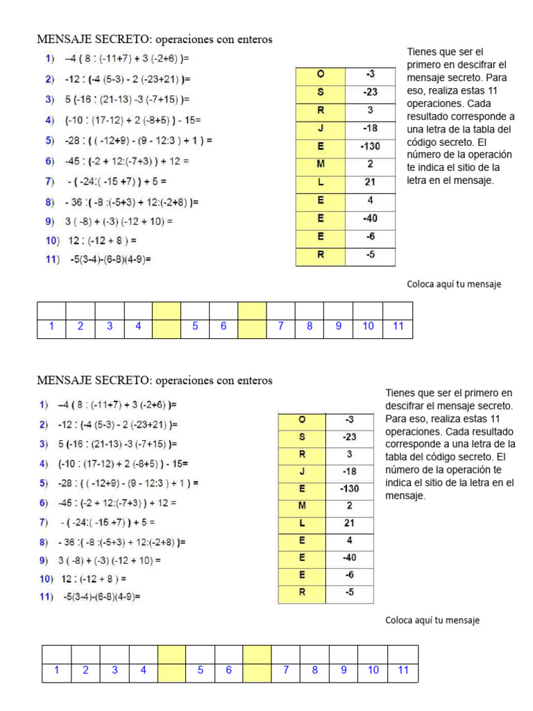 Mensaje Secreto: Descifra con Números | PDF