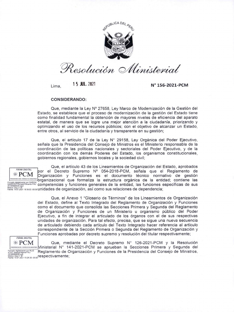 RM #156-2021-PCM PDF | PDF