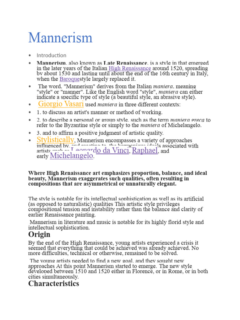 Mannerism | PDF | The Arts
