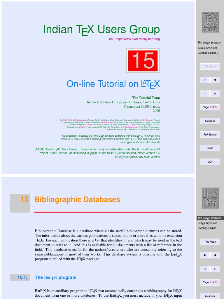 Indian TEX Users Group: On-Line Tutorial On L TEX | PDF | Citation ...