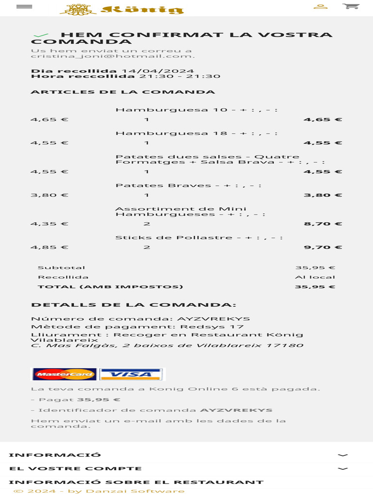 Confirmació de La Comanda | PDF