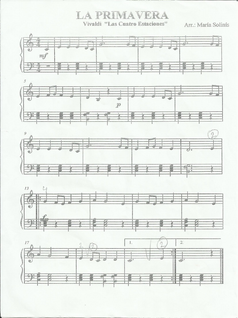 Partitura La Primavera (Piano) | PDF