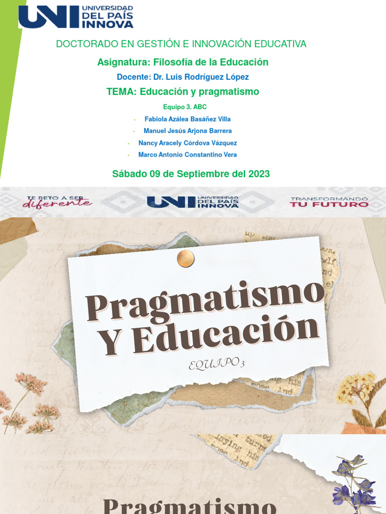 Pragmatismo FINAL | PDF | Pragmatismo | Aprendizaje