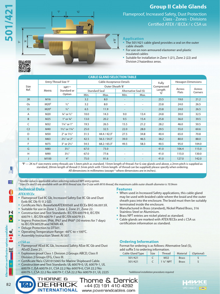 Hawke 501/421 Cable Gland Overview | PDF