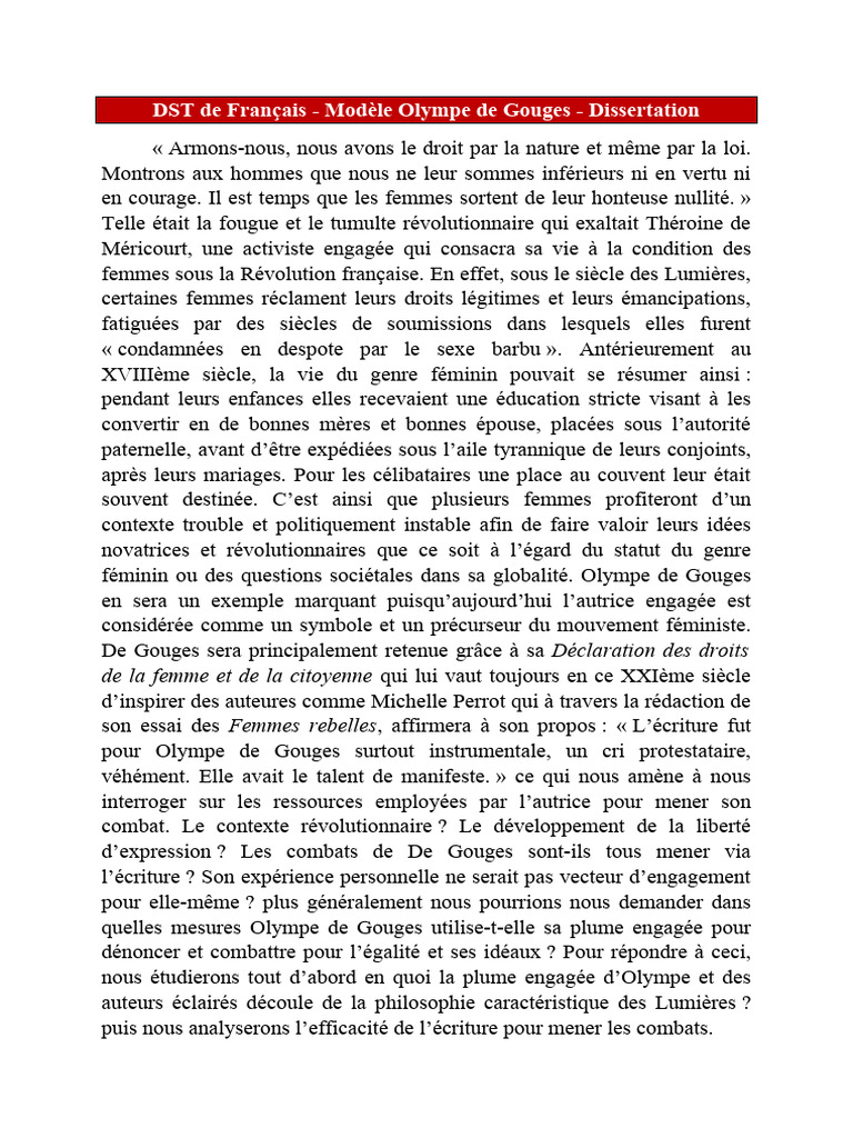 Olympe de Gouges : Plume et Égalité Féminine | PDF | Liberté | Romans