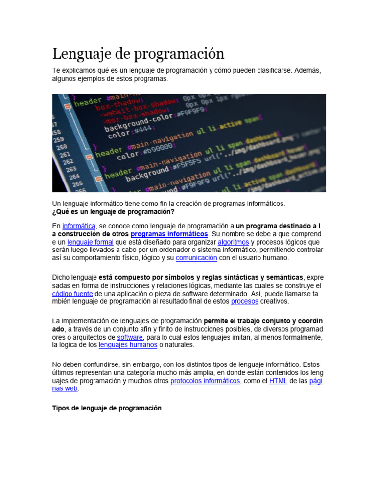 Lenguaje de Programación | PDF | Lenguaje de programación | Programación de computadoras