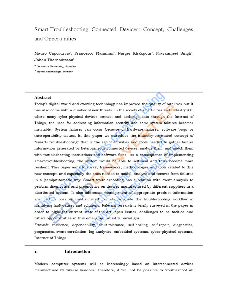 Smart-Troubleshooting Connected Devices - Concept, Challenges and ...