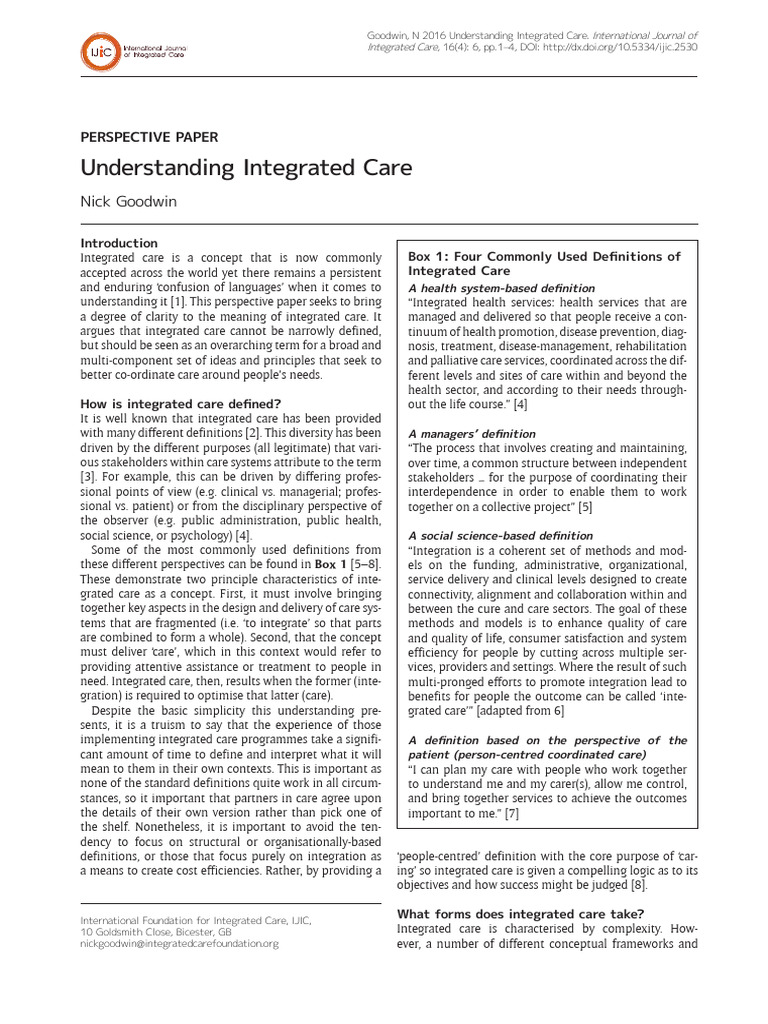 Understanding Integrated Care | PDF | Open Access | Health Care