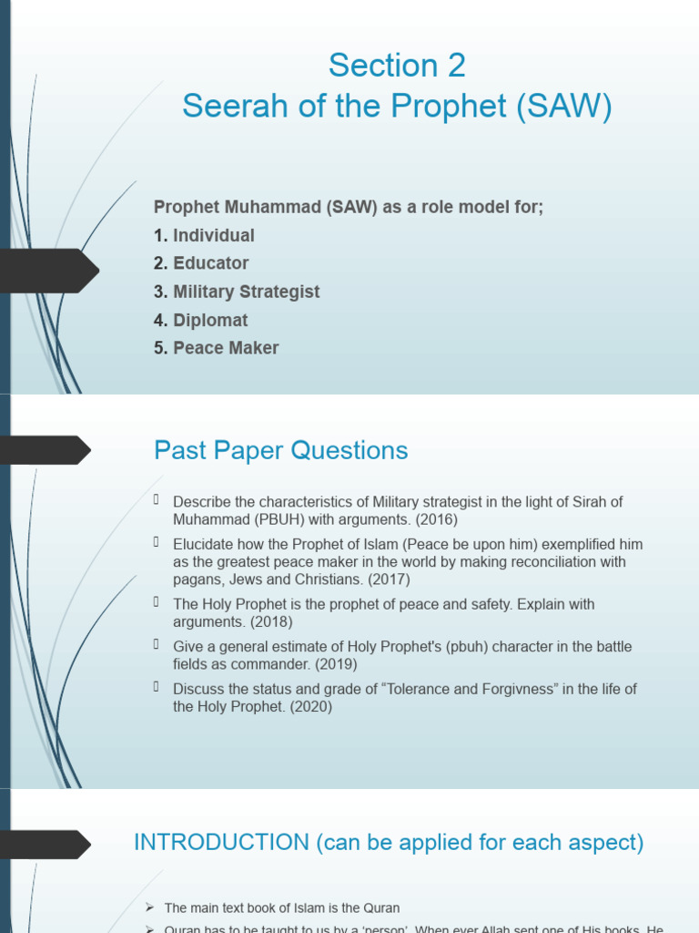Section 2 - Seerah of The Prophet SAW | PDF | Muhammad | Quran