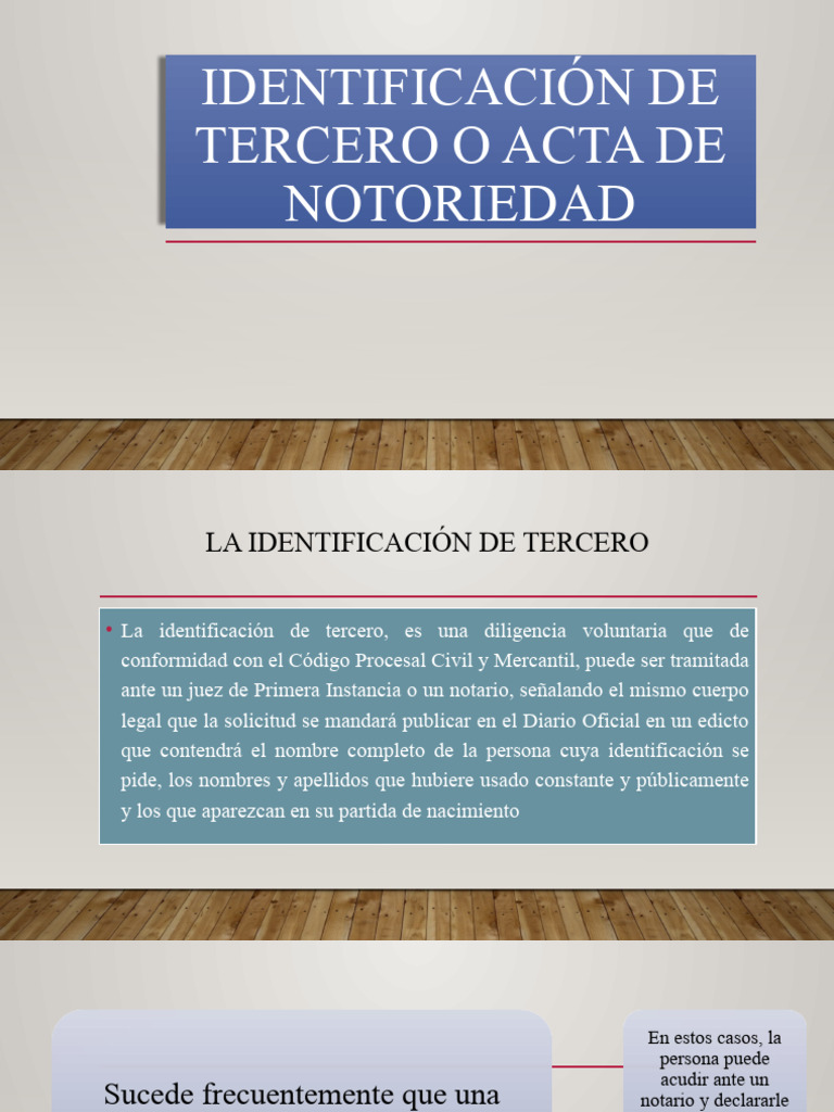 Identificación de Tercero o Acta de Notoriedad | PDF | Justicia ...