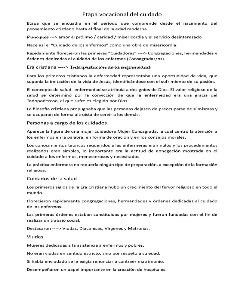 Etapa Vocacional de Los Cuidados de Enfermería | PDF | Enfermería ...