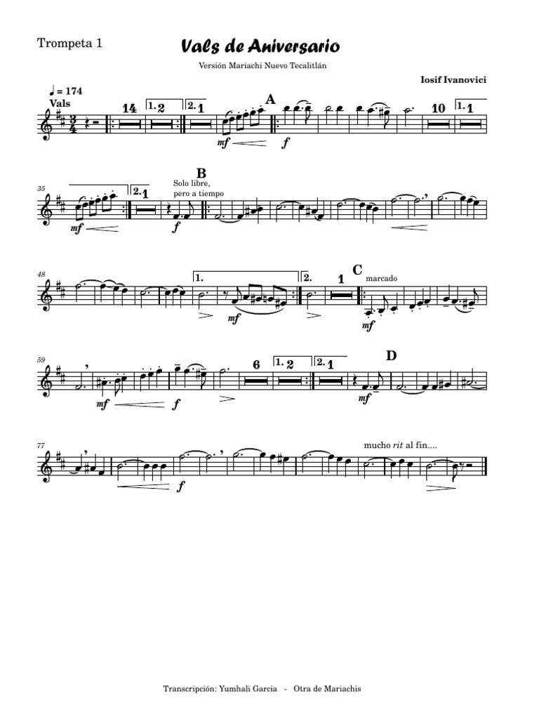 Vals de Aniversario - Sin Arcadas | PDF