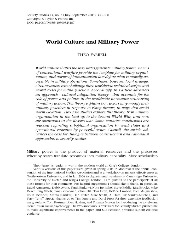 World Culture and Military Power Theo Farrell | PDF | Sociology ...
