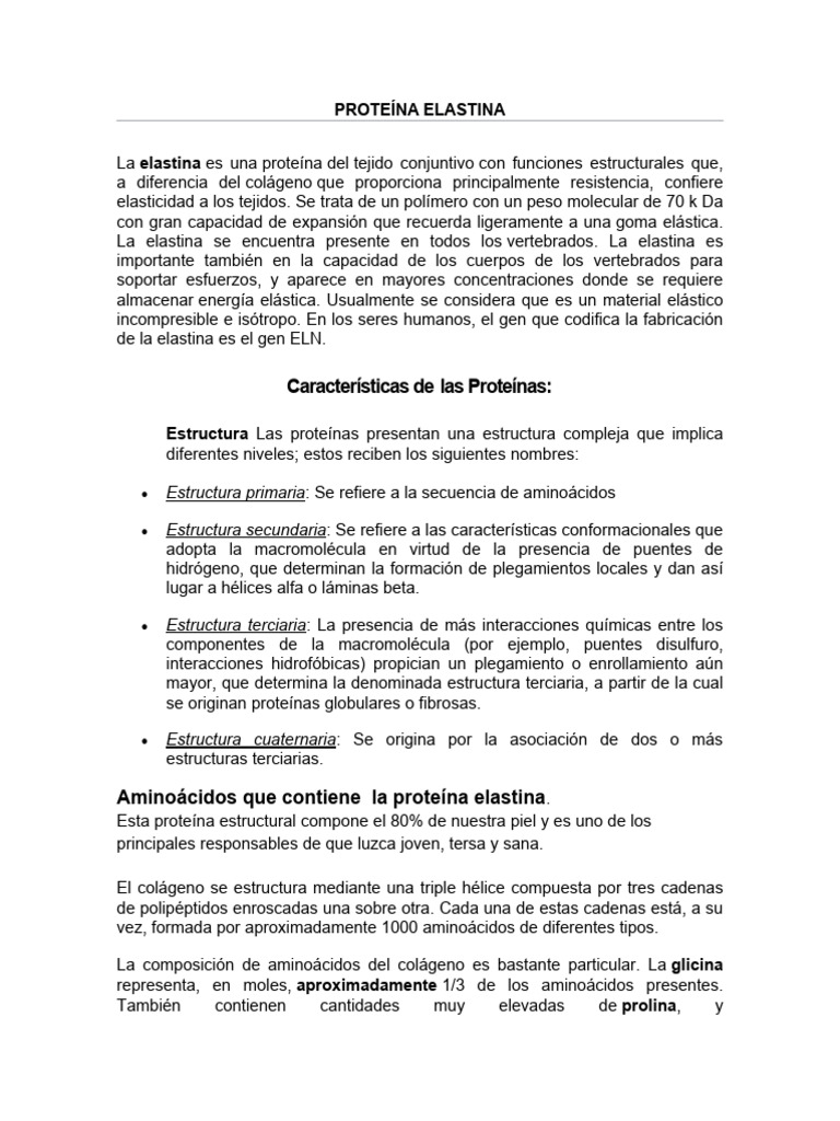 Proteína Elastina | PDF | Estructura proteica | Piel