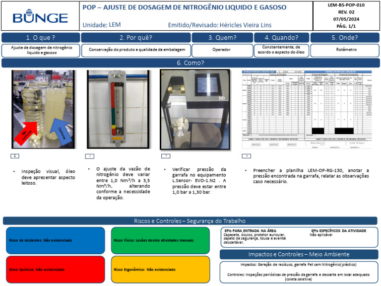 Lem-Bs-Pop-010 - Ajuste de Dosagem de Nitrogênio Liquido e Gasoso | PDF