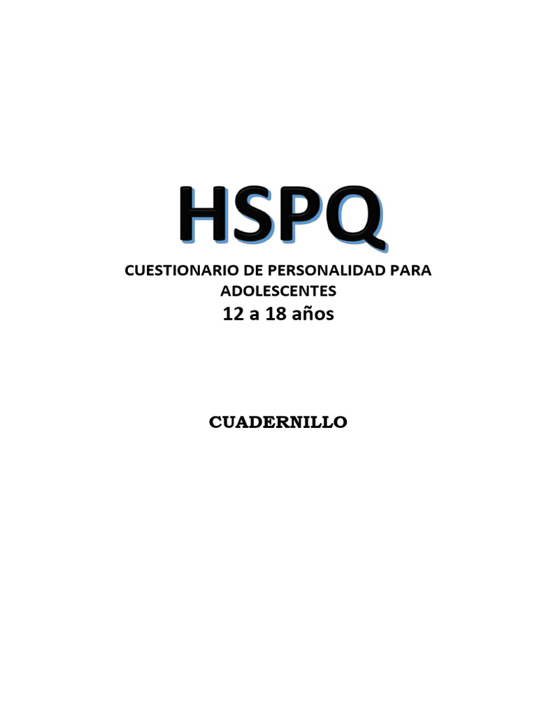 Cuestionario HSPQ | PDF | Crecimiento personal y profesional