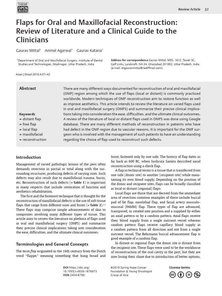 Flaps For Oral and Maxillofacial Reconstruction Re | PDF | Oral And ...