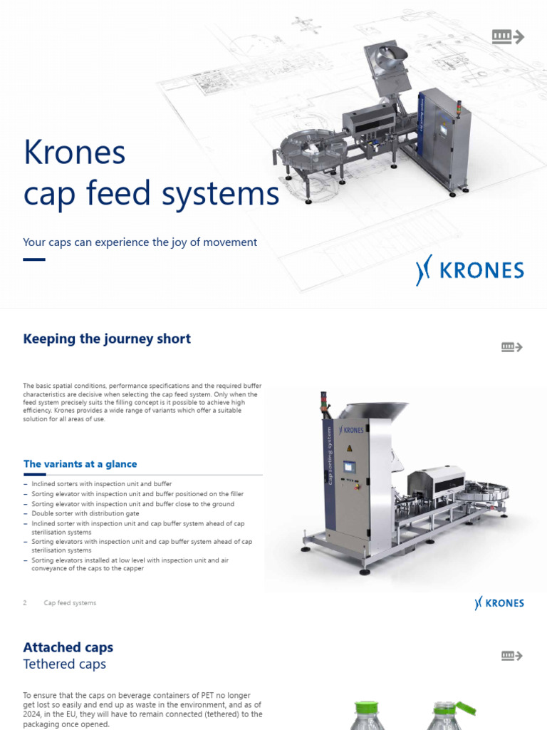 Krones Cap Feed Systems Overview | PDF | Elevator | Sterilization ...