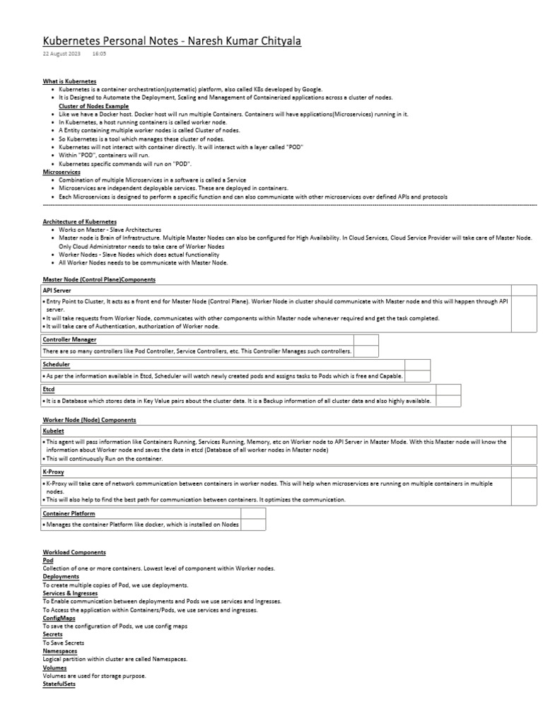 Kubernetes-Personal Notes-Naresh Kumar Chityala | PDF | Load Balancing ...