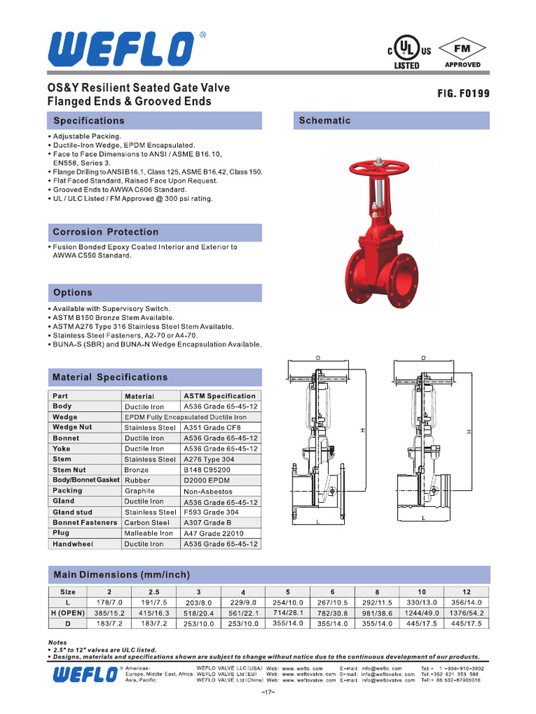 F0199-300-DATA-SHEET Resilient Seated Gate Valves (2"-12") | PDF