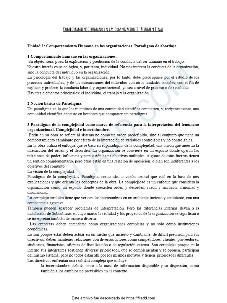 Comportamiento Humano en Las Organizaciones | PDF | Motivacional | Motivación