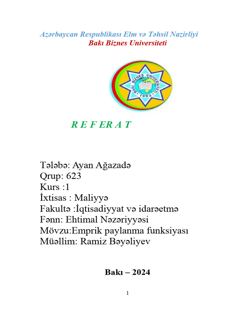 M Hazir Empirik Paylanma Funksiyas | PDF