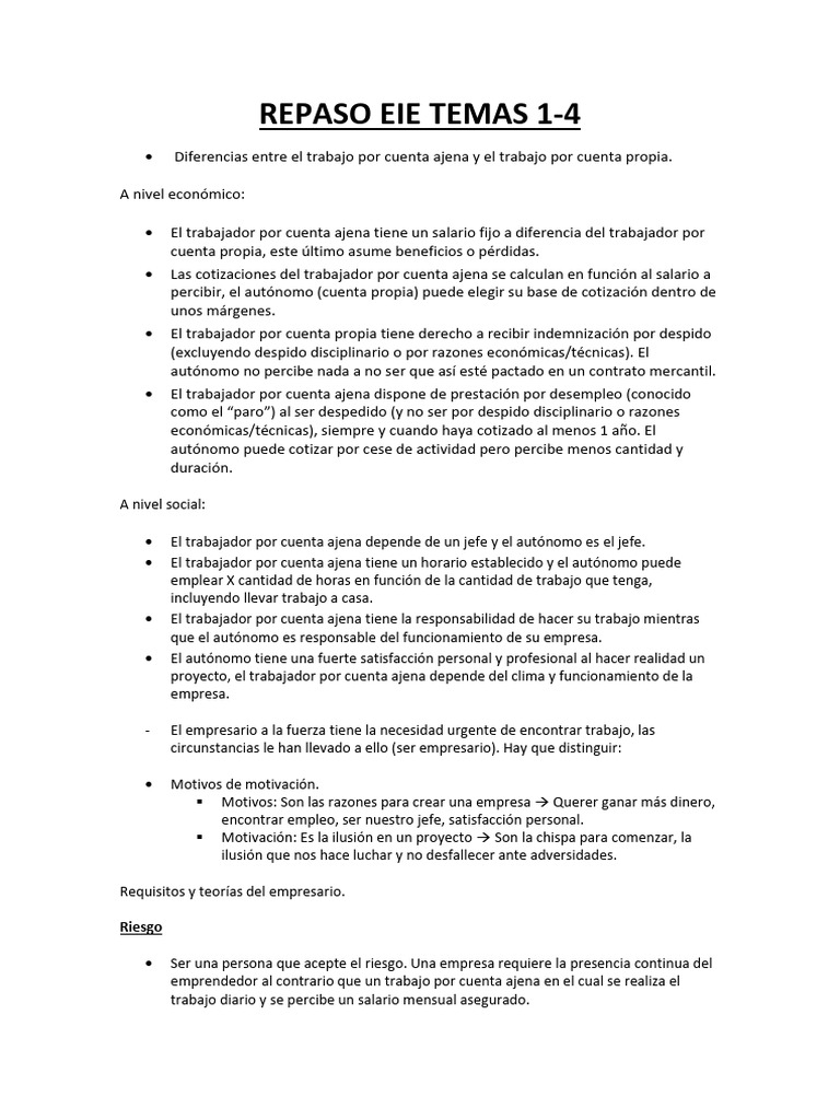 REPASO EIE TEMAS 1-4 | PDF | Producto (Negocio) | Mercado (economía)