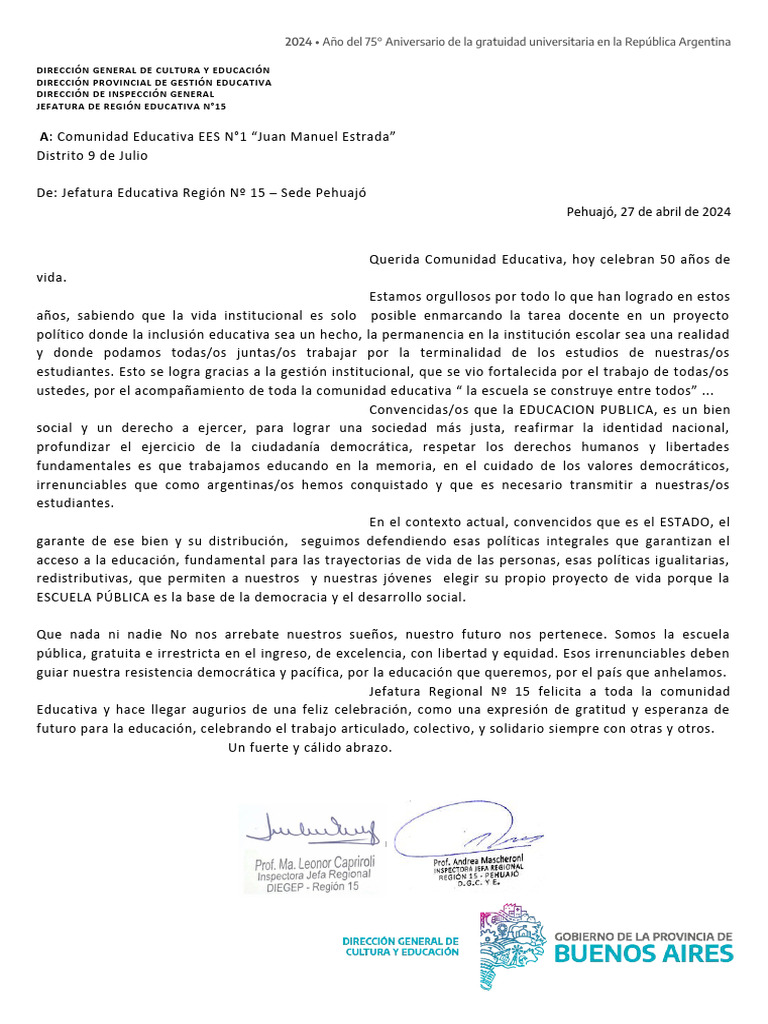 9 de Julio - 50 Aniversario EES N°1 Juan Manuel Estrada | Descargar gratis PDF | Democracia ...