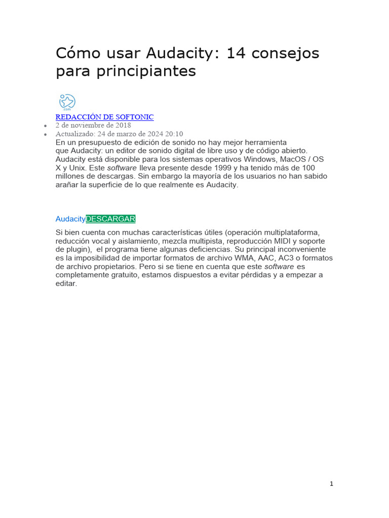 Cómo usar Audacity | PDF | Mac OS | Archivo de computadora