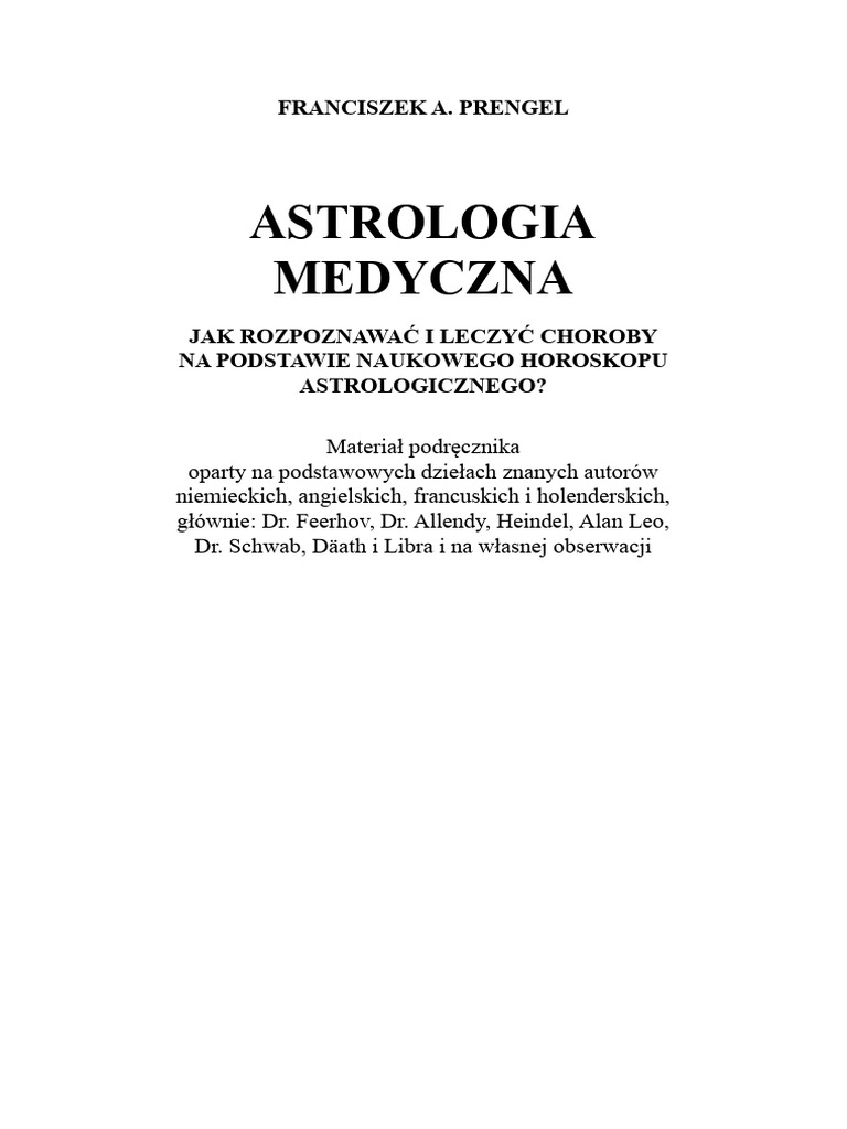 Prengel Franciszek A. - Astrologia Medyczna | PDF