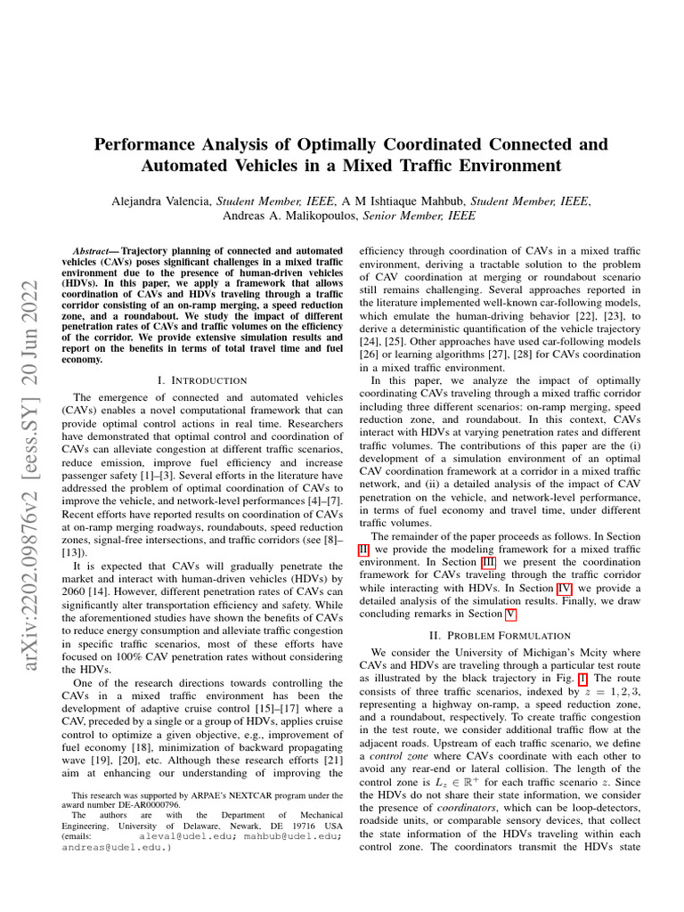 Performance Analysis Of Optimally Coordinated Connected And Automated