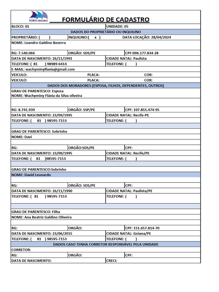 Formulario de Cadastro | PDF | Direito
